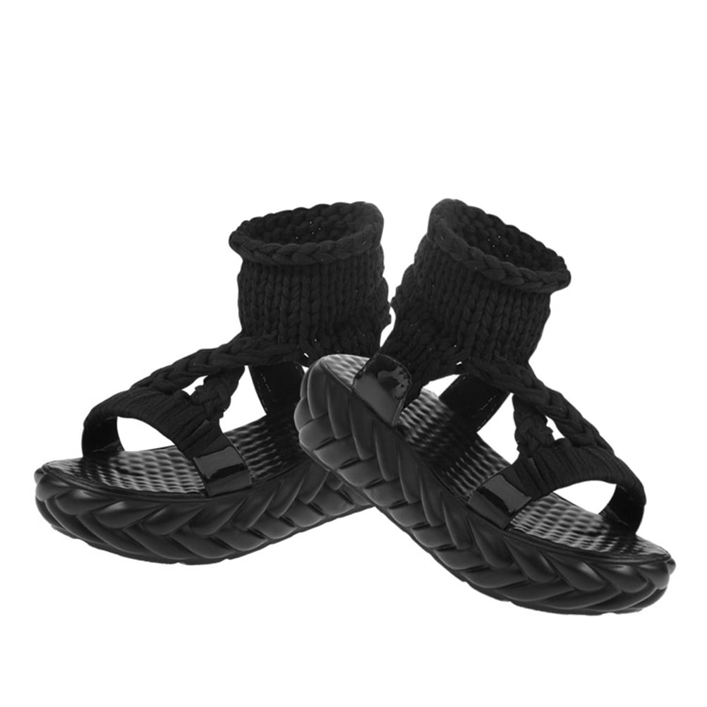 CATIEBYE Women Knit Sandals Comfort Sandals Black 1 Pair - Walmart.com