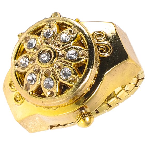 CATIEBYE Golden Ring Watch for Finger Decorative Round Dial Stylish ...