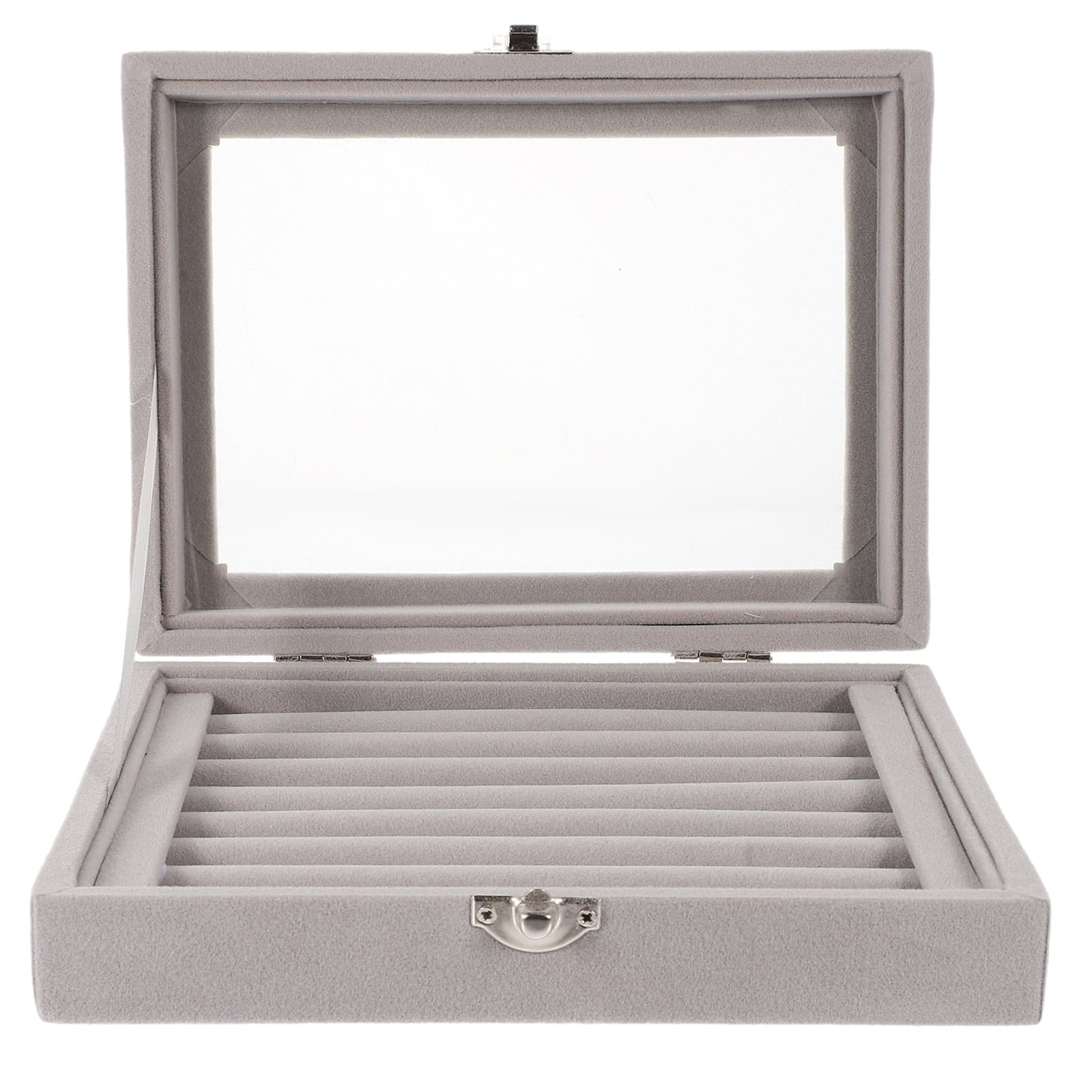 CATIEBYE Grey Bracelet Jewelry Box with Clear Lid for Storage Scratch ...