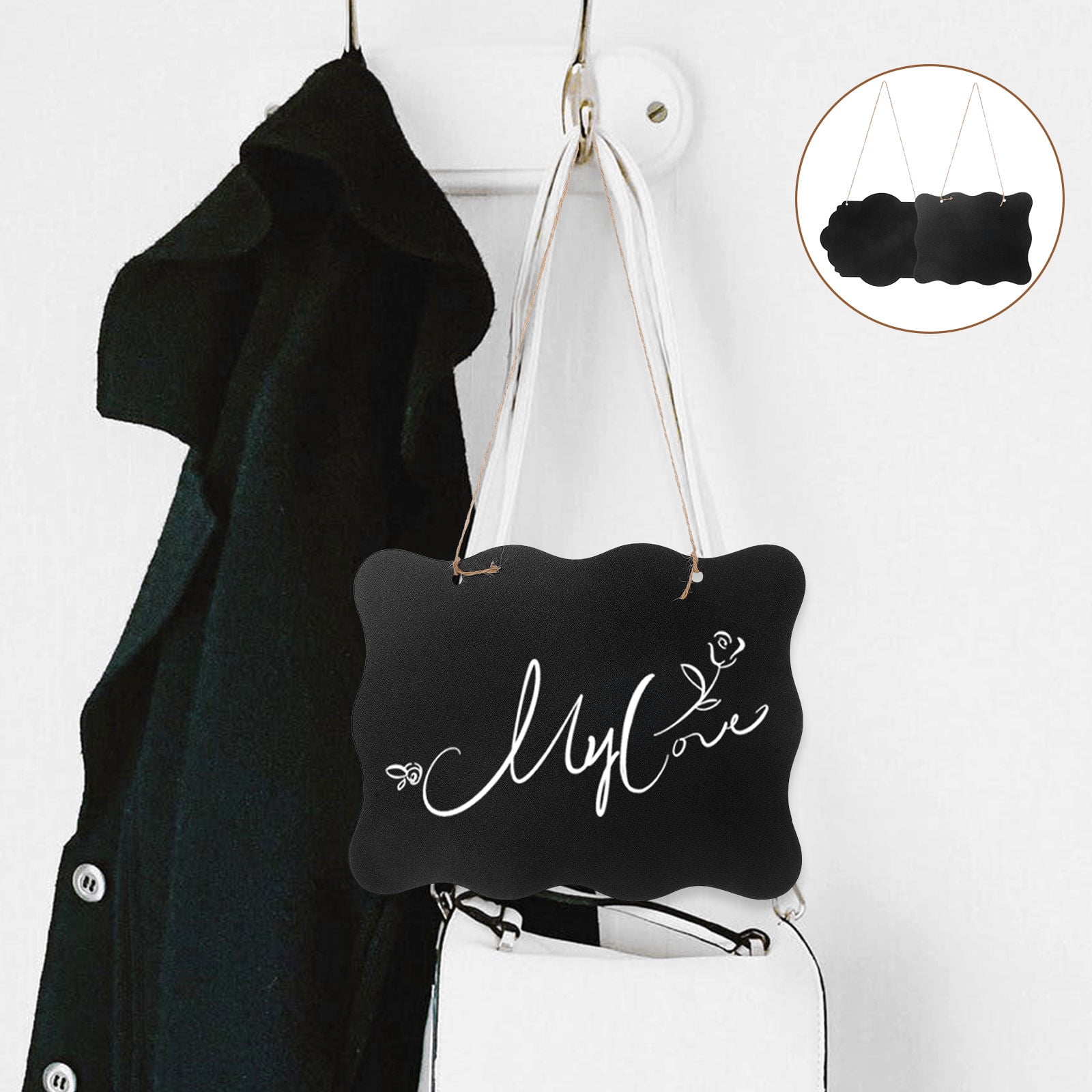 CATIEBYE Hanging Message Writing Board Dual Sided Black Board with ...