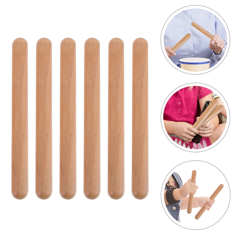 CATIEBYE Music Education Rhythm Sticks Wood 6Pack Light Brown - Walmart.com