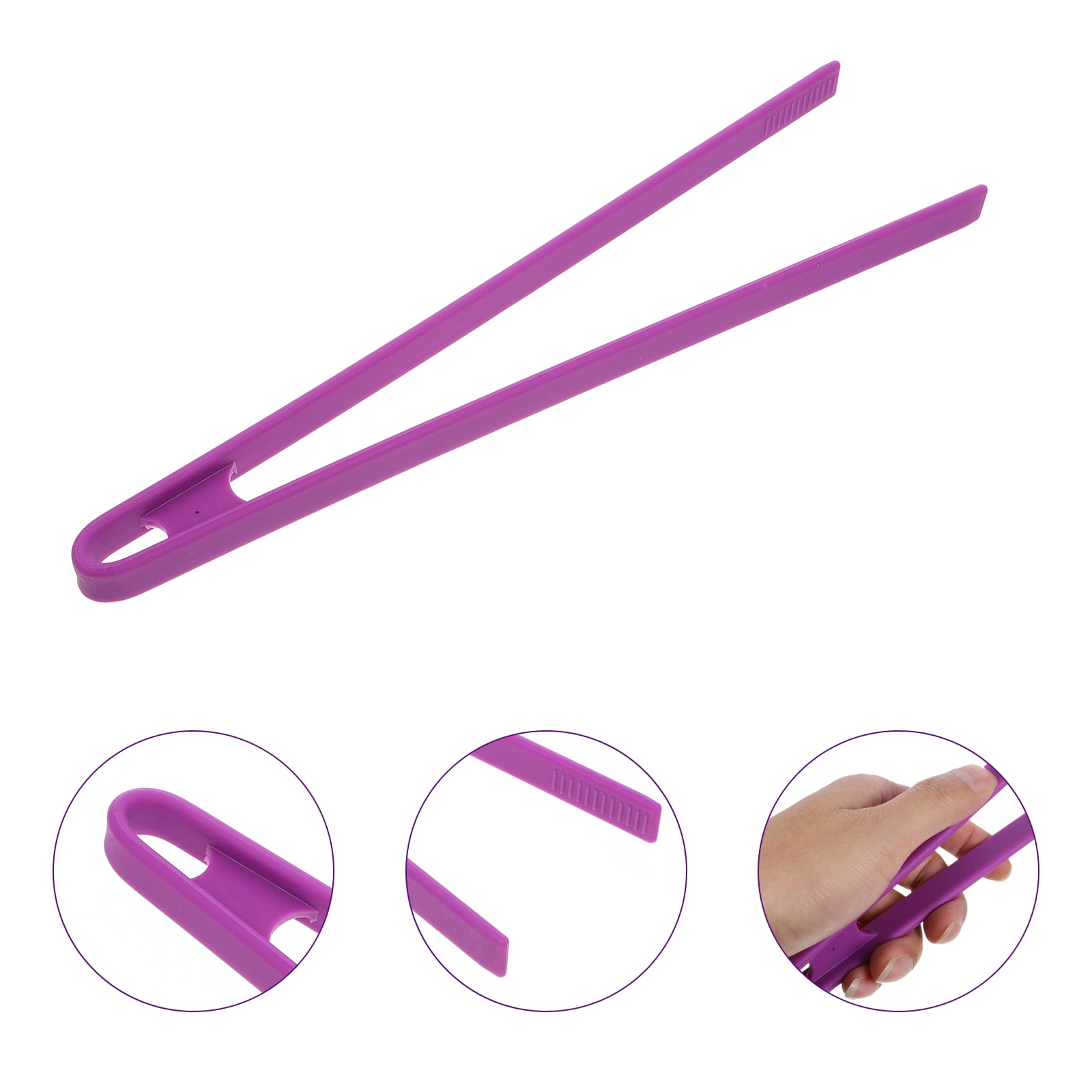 CATIEBYE Non-Slip Purple Silicone Tongs Sturdy and Firm for Barbecue ...