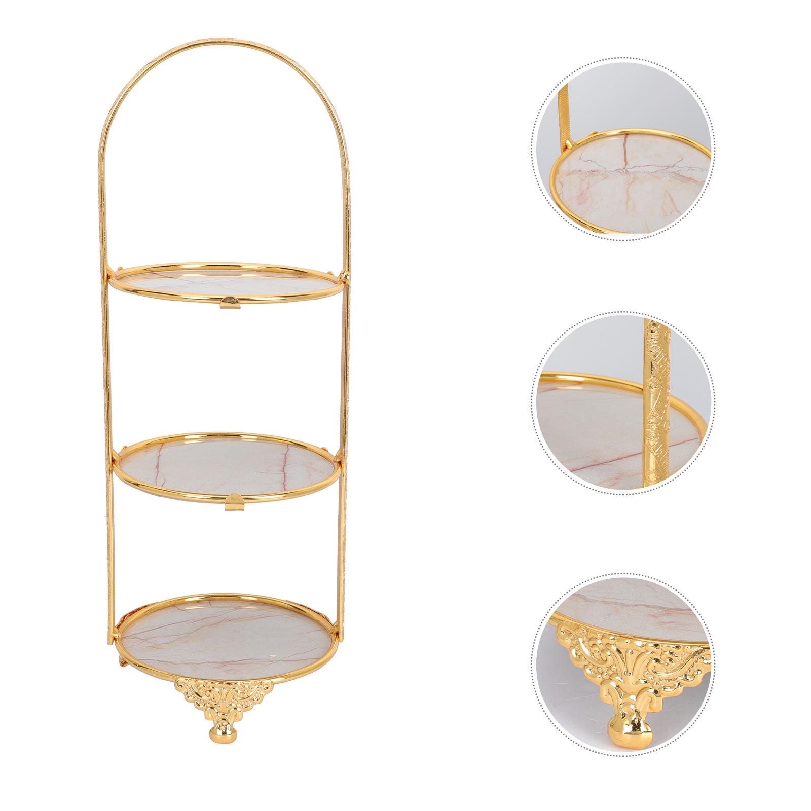 CATIEBYE Three Layer Cake Display Rack for Home Users Golden Iron and ...