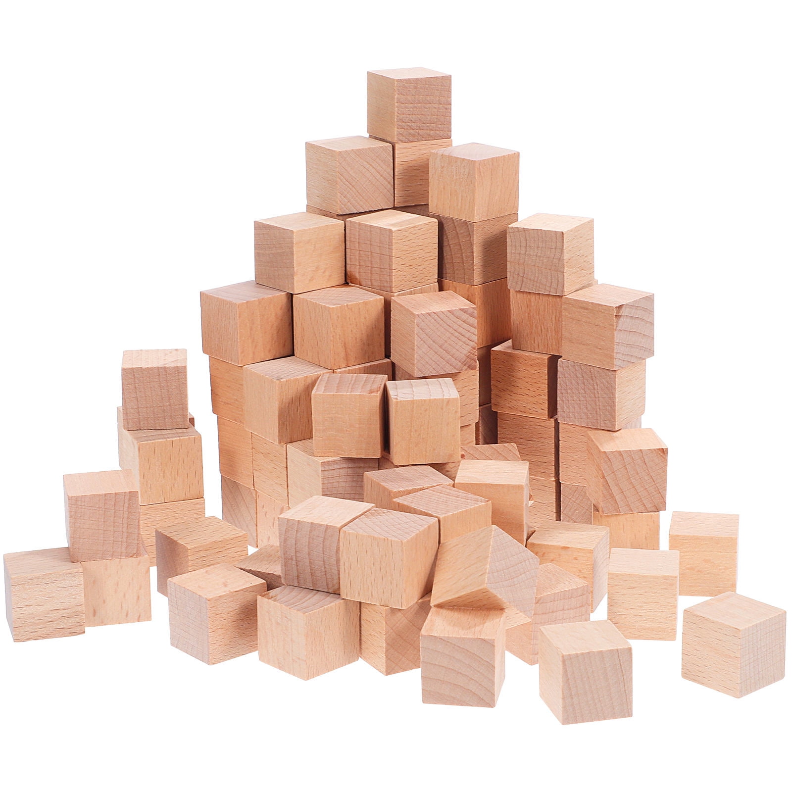 CATIEBYE Toys 100Pcs Unfinished Square Wood Craft Cubes For Playing And ...