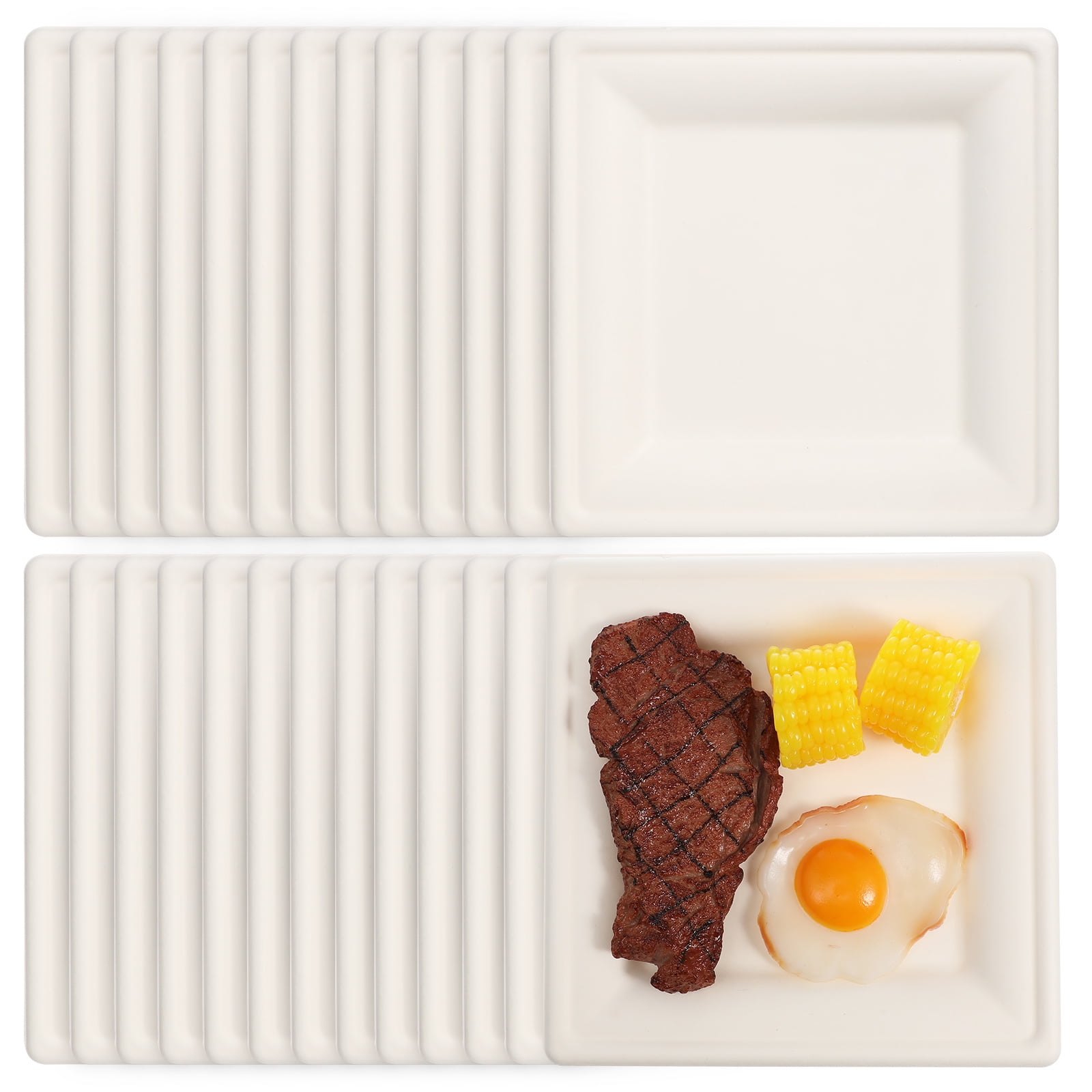 CATIEBYE White Disposable Plates Made of Sugar Cane Pulp for Kitchen ...