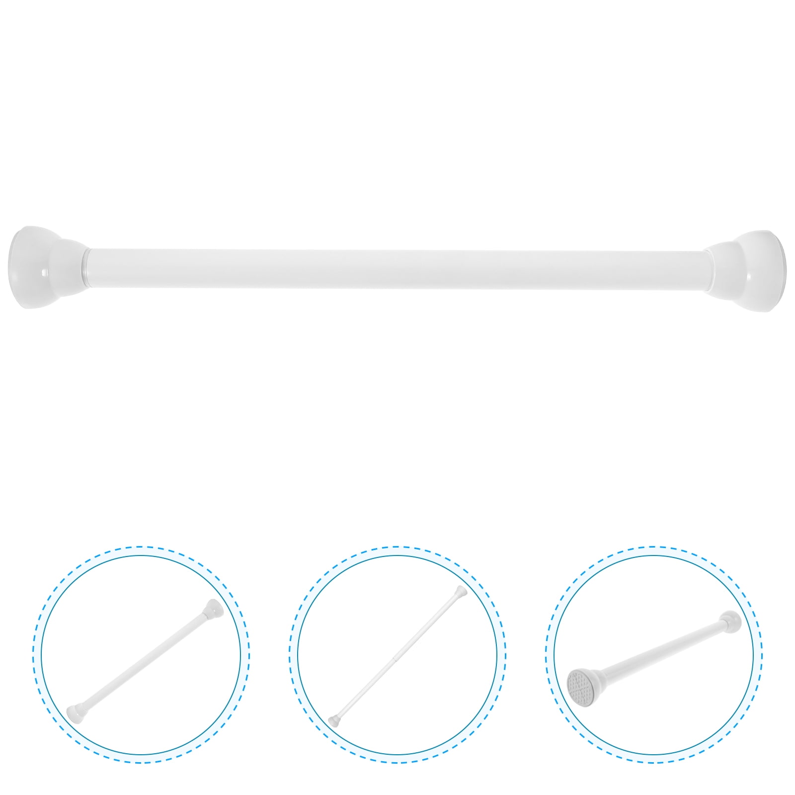 CATIEBYE White Plastic Tension Rod for Bathroom Adjustable Length ...