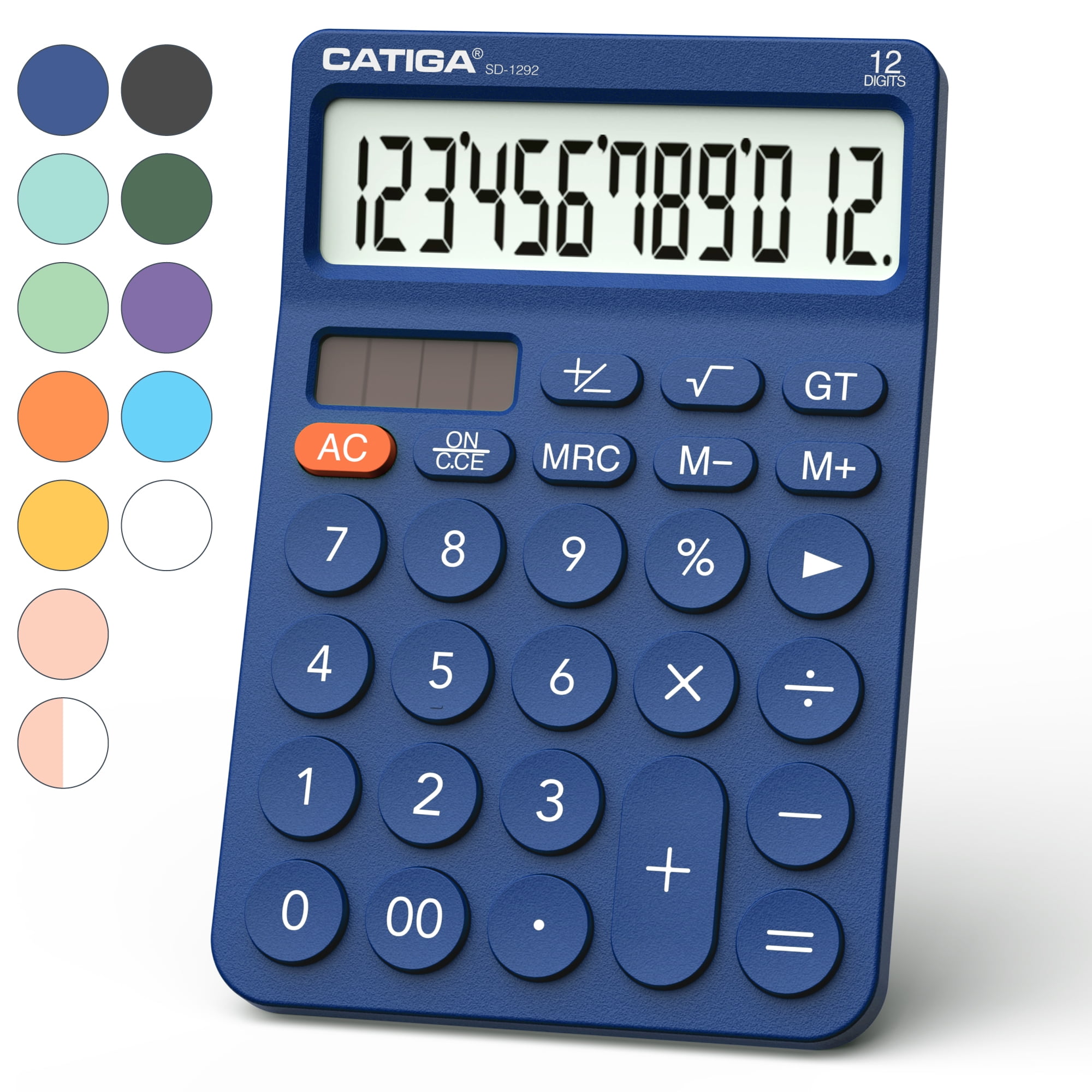 CATIGA 12 Digit Desktop Calculator with Large LCD Display, 4 Funtions Calculator, Round Design ...