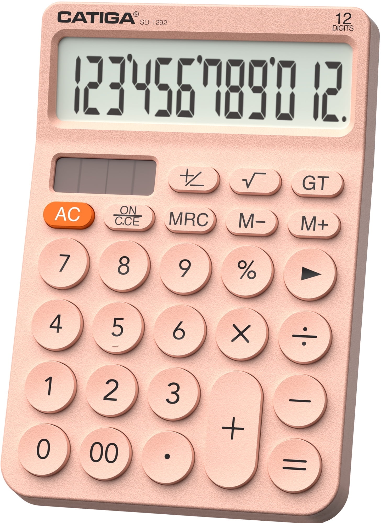 CATIGA 12 Digit Desktop Calculator with Large LCD Display, Round Design Big Button, Dual Power ...