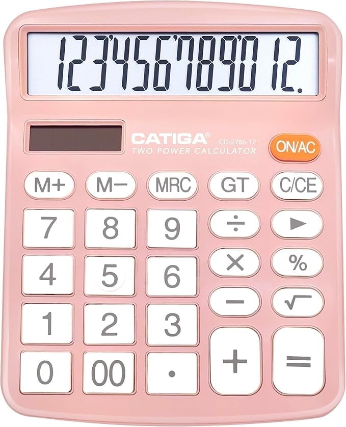 CATIGA 12 Digits Desktop Calculator with Large LCD Display and Sensitive Button, Dual Solar ...