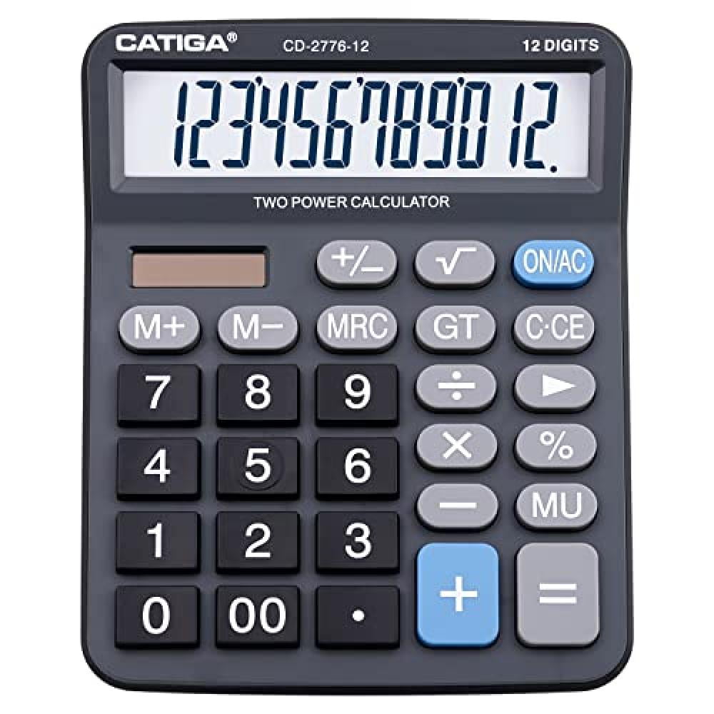 CATIGA CD-2776 Premium Commercial 12-Digit Calculator, Dual Power ...