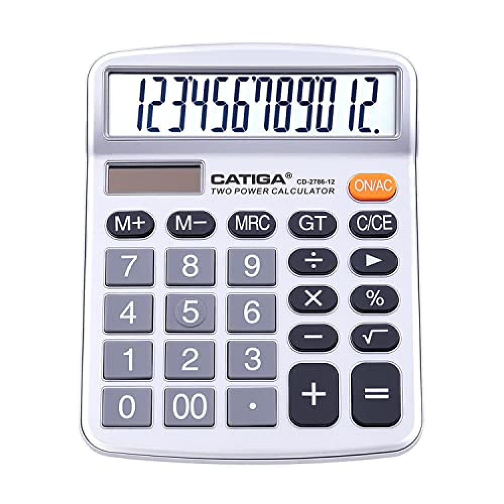 CATIGA CD-2786 12-Digit Home and Office Calculator, Dual Power (Silver ...