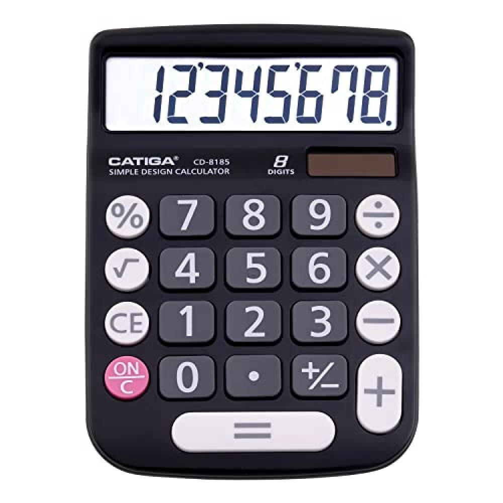 CATIGA 8-Digit Desktop Calculator, Battery Operated, Dual Power, Easy ...