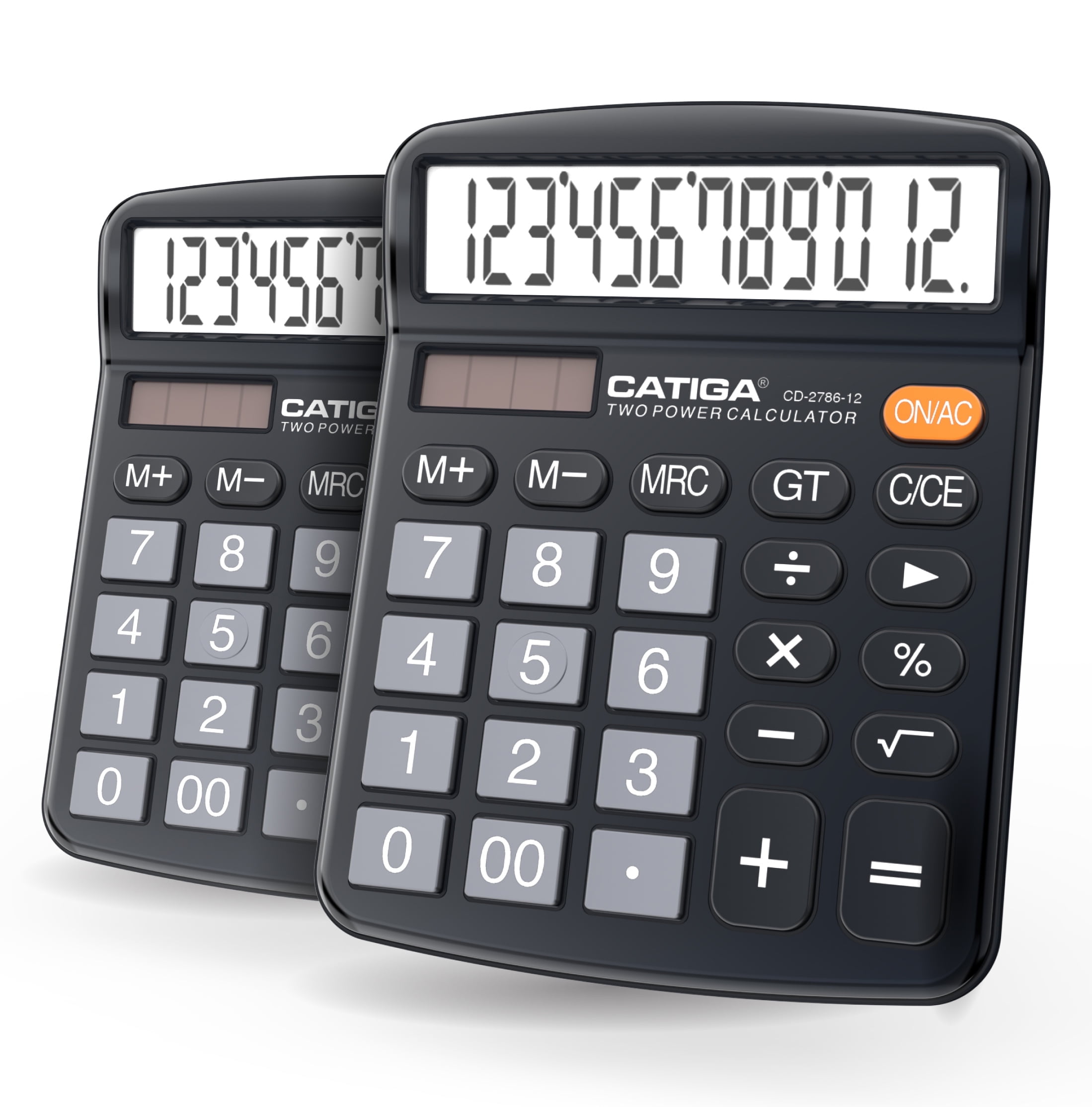 CATIGA Desktop Calculator (2 Pack) 12 Digit with Large LCD Display and Sensitive Button, Solar ...