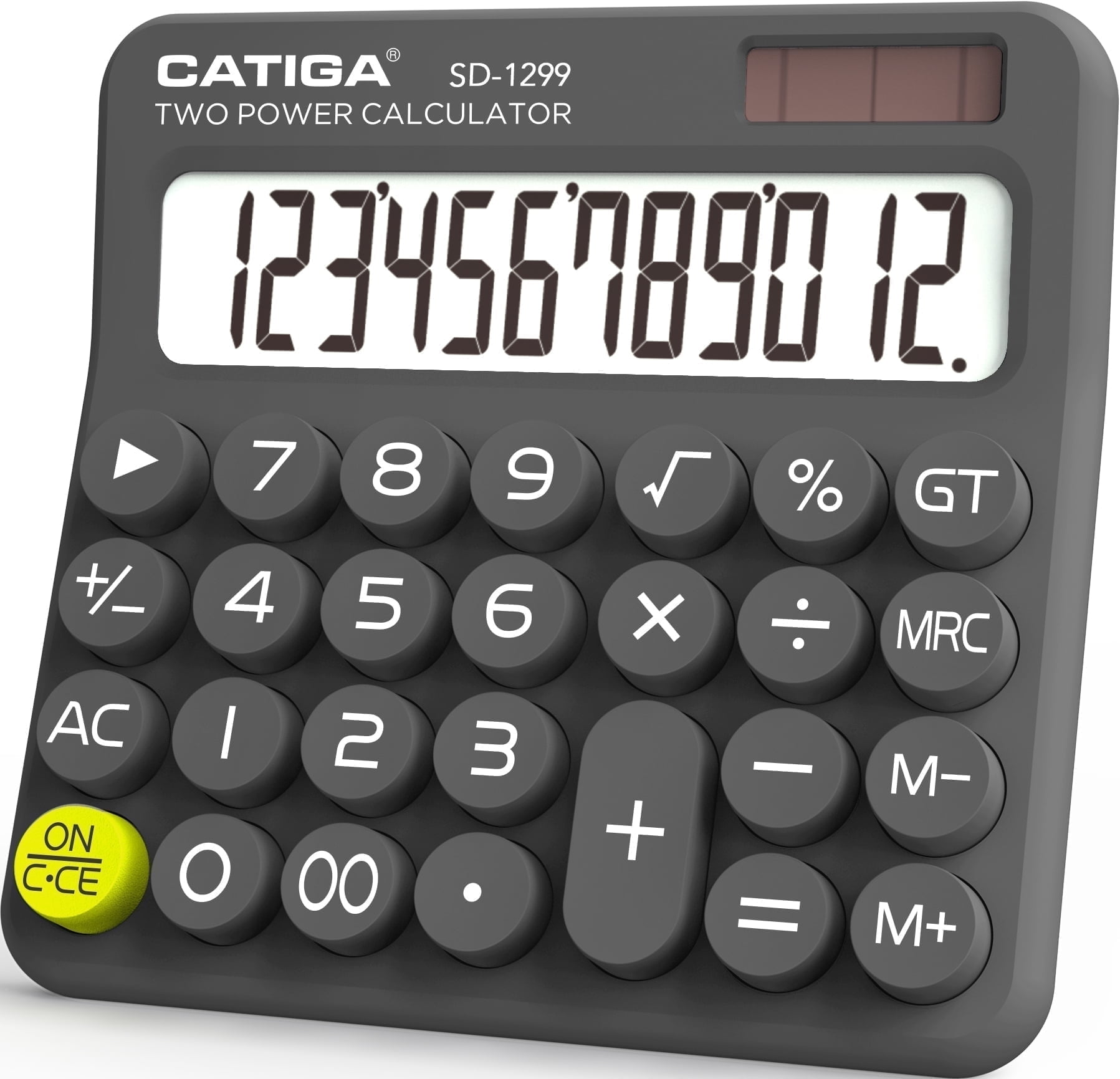 CATIGA Mechanical Switch Calculator with Dual Power, 12-Digit Aesthetic and Cute Desktop ...