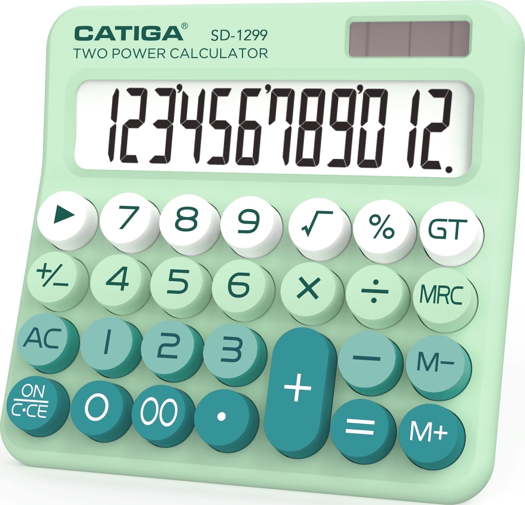 CATIGA Mechanical Switch Calculator with Dual Power, 12-Digit Aesthetic ...