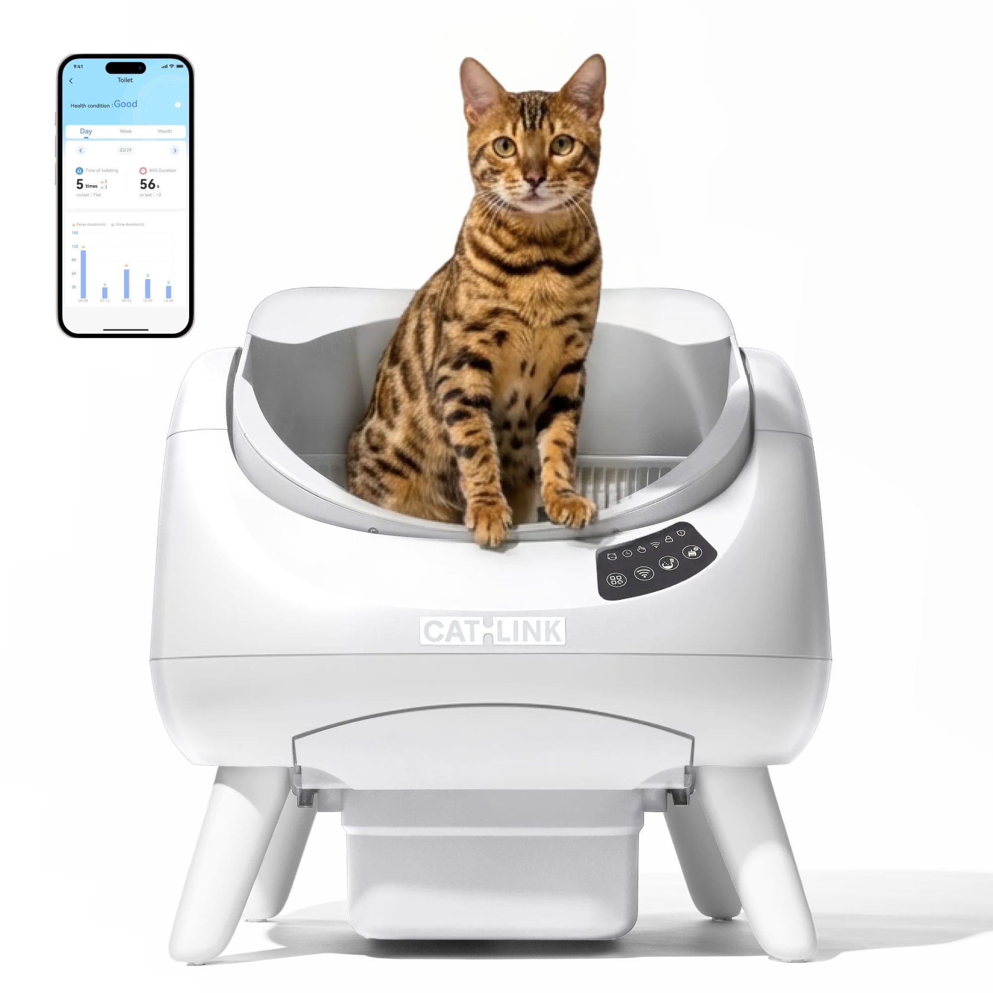 CATLINK Open Top Self Cleaning Litter Box, 5GHz Wifi Electric Cats ...