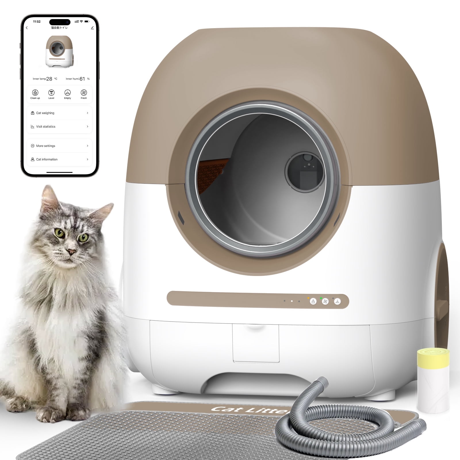 Omega Paw Roll’n Clean Self Cleaning Litter Box with Slide-Out Tray and ...