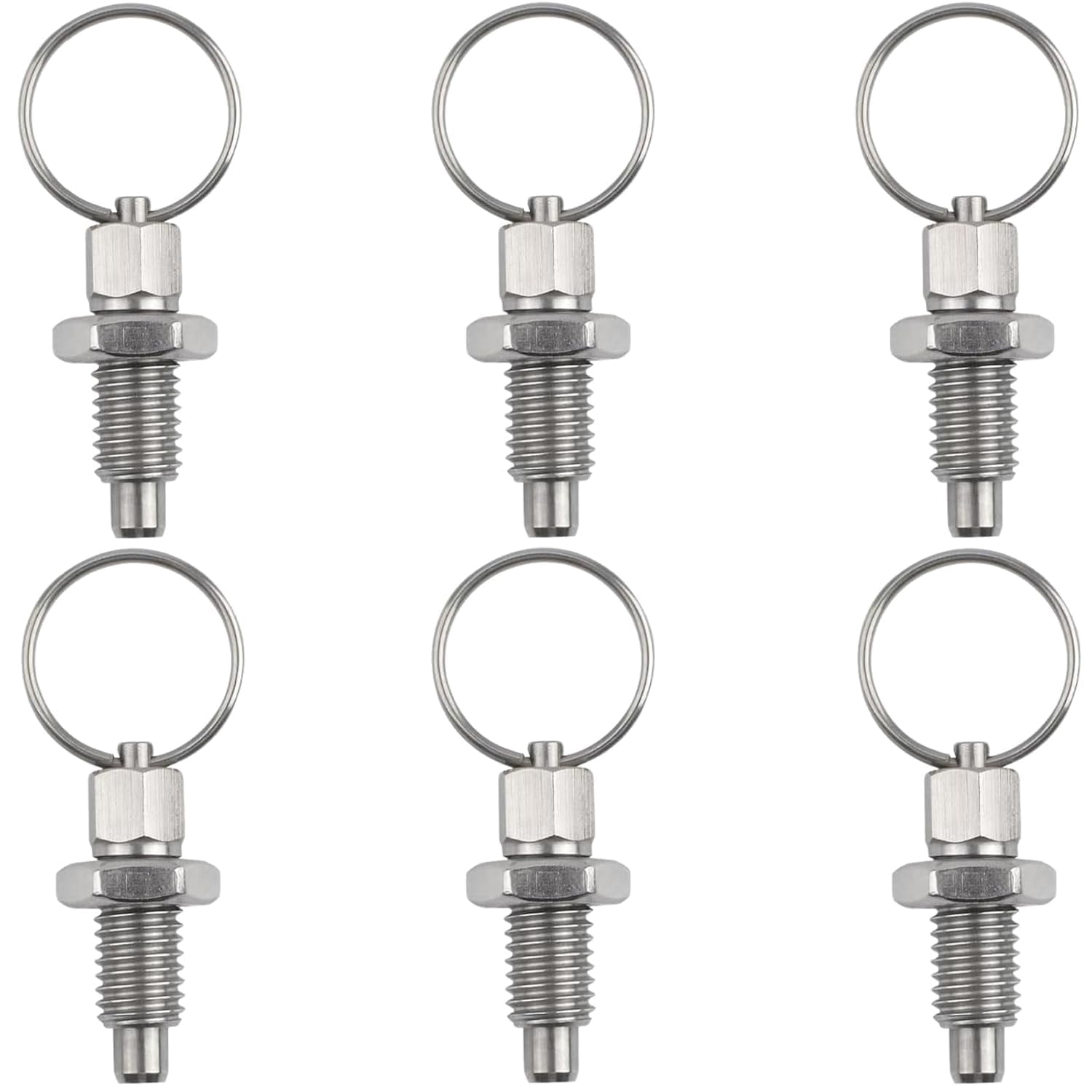 CATPAN 6pcs Pull Ring Indexing Plunger, M10 Retractable Spring Manual Plunger Stainless Steel ...