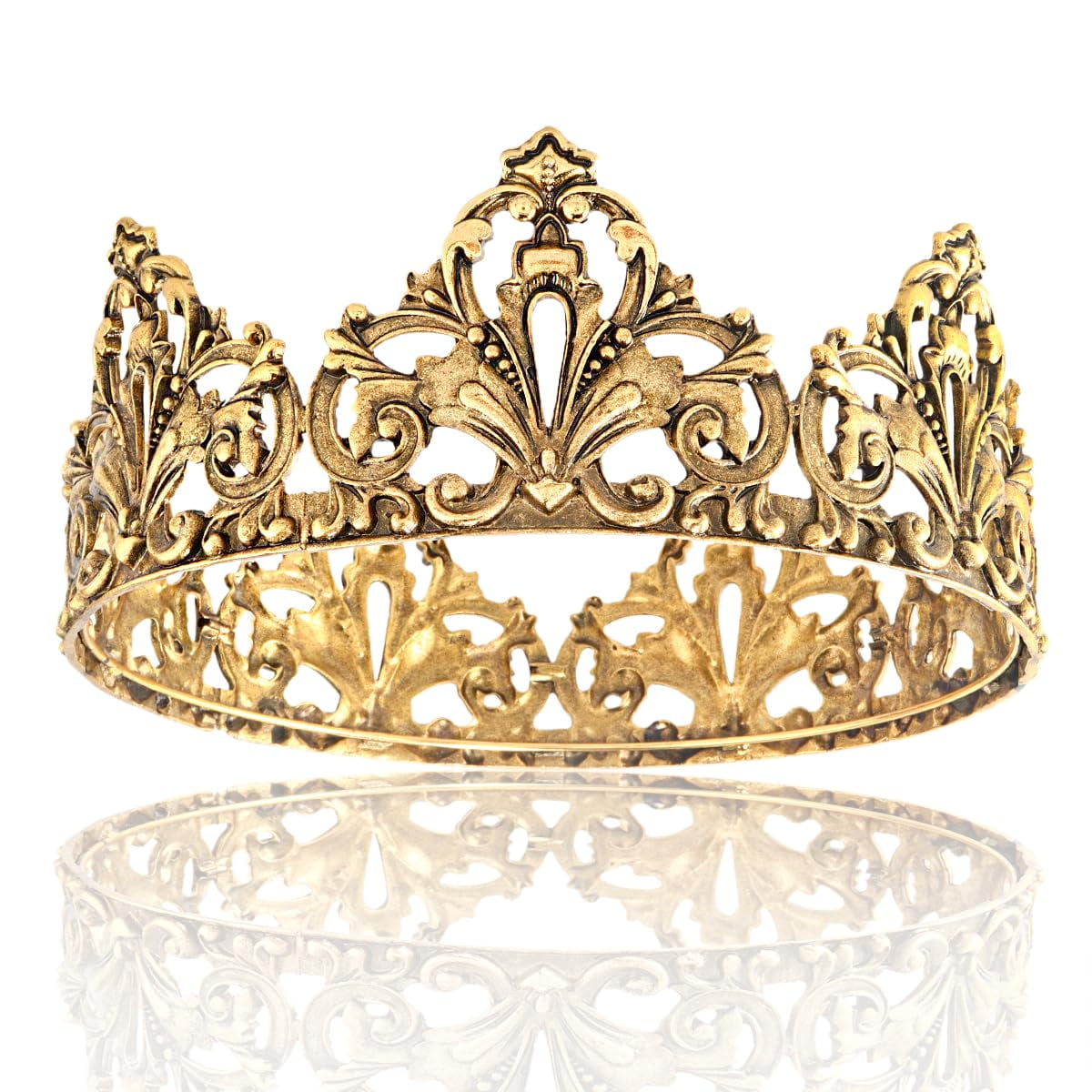 CATPAN Alloy King Queen Royal Full Round Crown Wedding Tiara Headbands ...