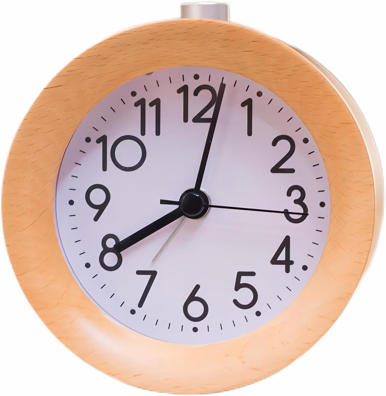 CATPAN Analog Wood Alarm Clock, Round Non Ticking Silent with Arabic ...