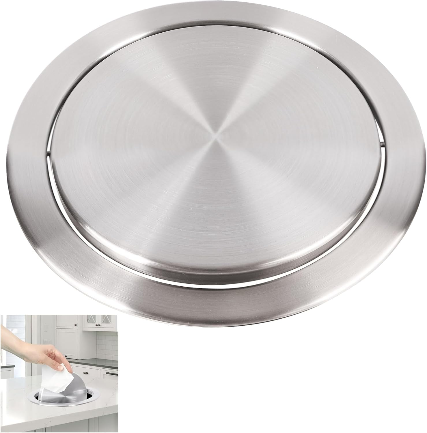 CATPAN Built-In Countertop Trash Can Flip Lid, Balanced Flip-Top ...
