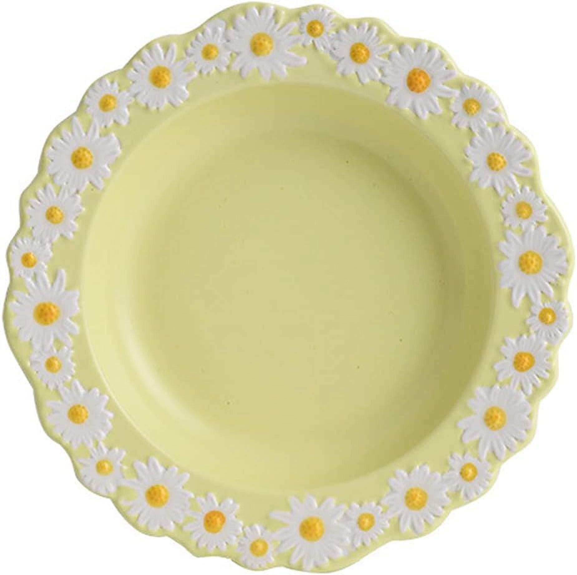CATPAN Ceramic Daisy Flat Plate Embossed Dessert Dish Small Daisy Edge Relief Dinnerware Steak ...