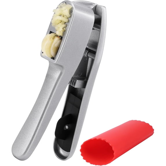 CATPAN Garlic Press and Peeler Set - Silicone Garlic Peeler Tube Roller ...
