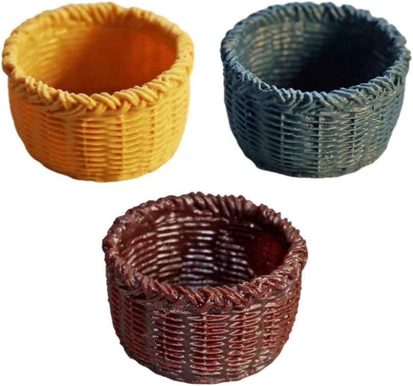 CATPAN Miniature Baskets Set of 3 Resin Mini Storage Basket Ornaments ...
