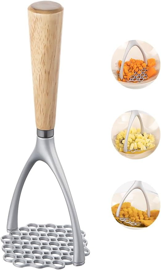 CATPAN Potato Masher with Wooden Handle, Manual Potato Press for ...