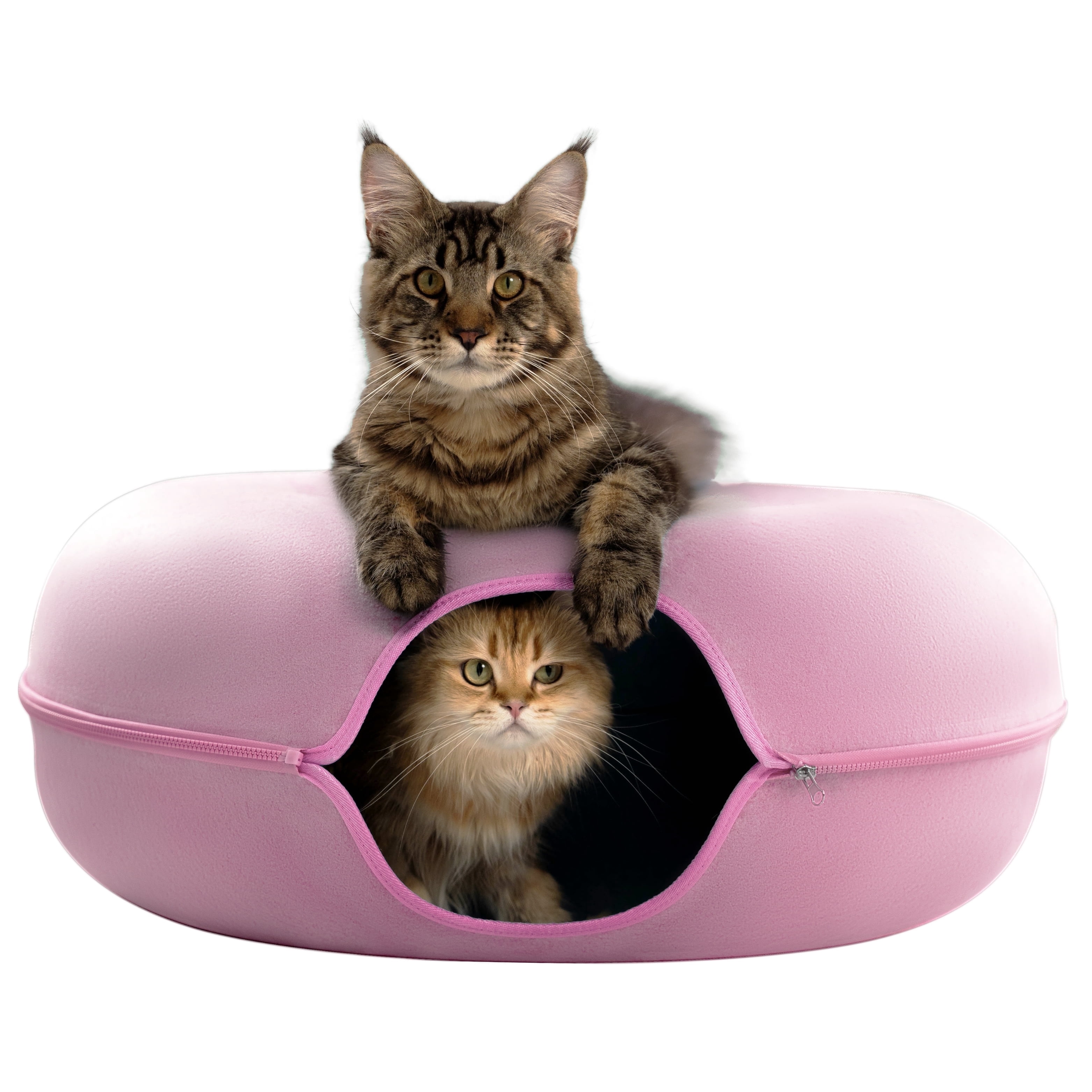 Cattasaurus Peekaboo Cat Cave Tunnel Bed for Cats up to 45 lbs (Pink ...