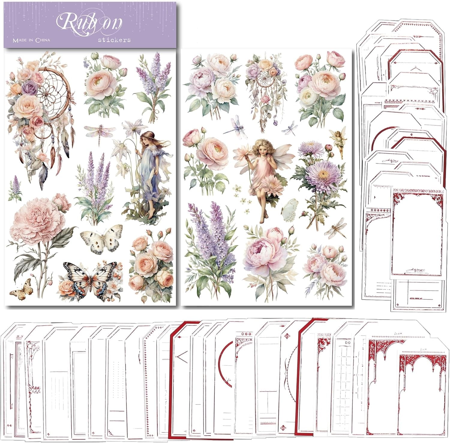 CATaireen Rub on Transfer Stickers Fit Paper Wood Fabric Fairy Elements ...