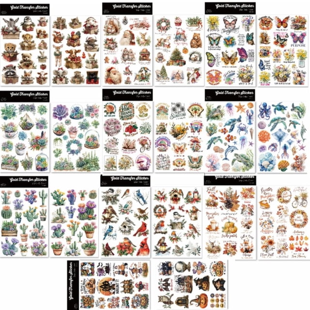 CATaireen Vintage UV-DTF Cold Transfer Stickers Crystal Rub On Decals ...