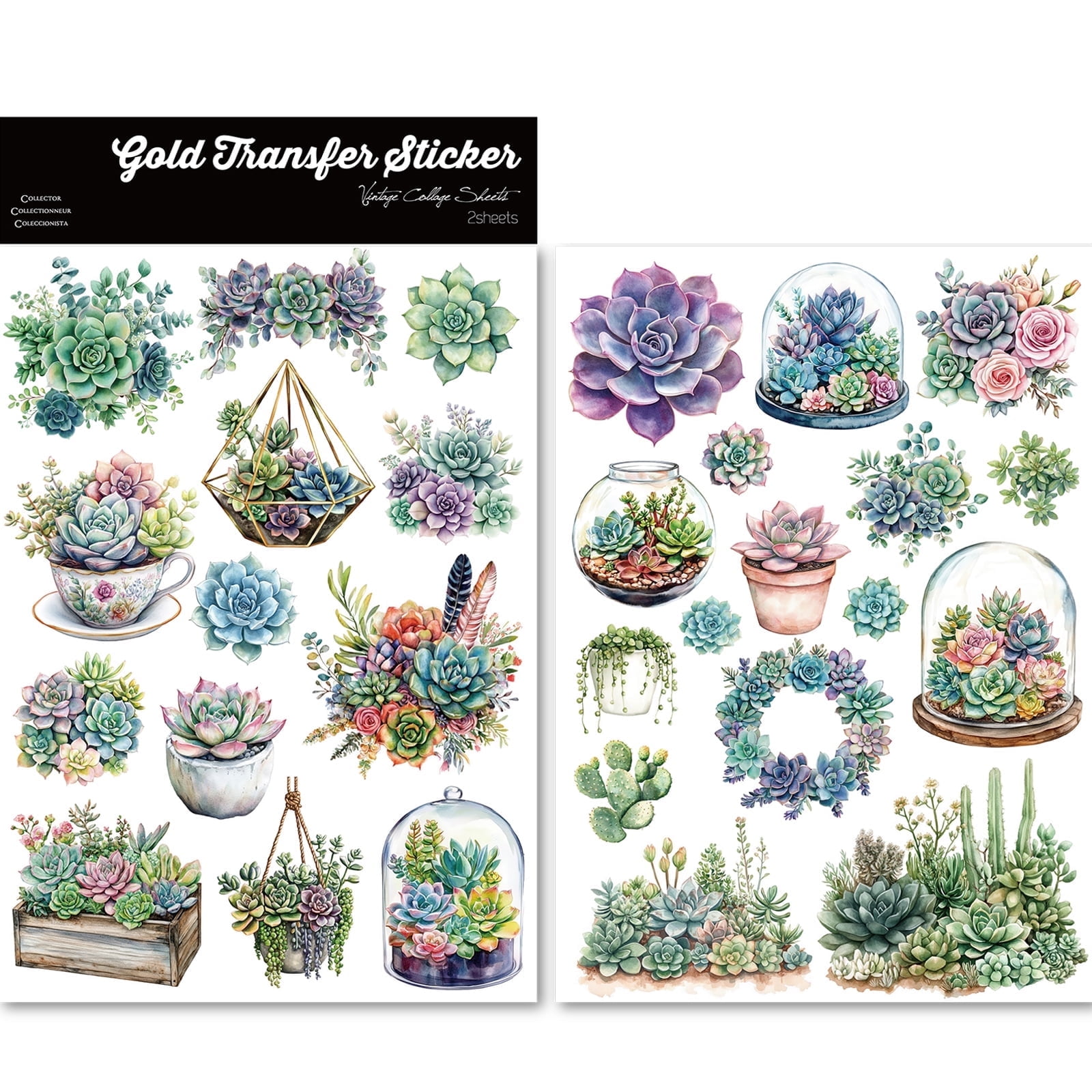 CATaireen Vintage UV-DTF Cold Transfer Stickers Crystal Rub On Decals ...