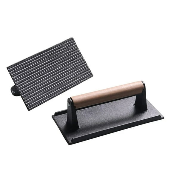 CAURHQSX 1pc Cast iron Rectangular Meat Press Round Heavy-Duty Steak ...