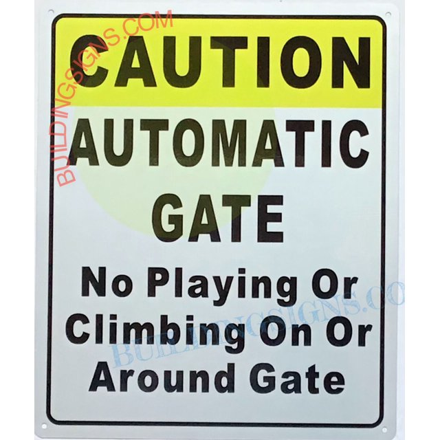 CAUTION AUTOMATIC GATE SIGN((10x12,WHITE,ALUMINUM) -ref19722 - Walmart.com