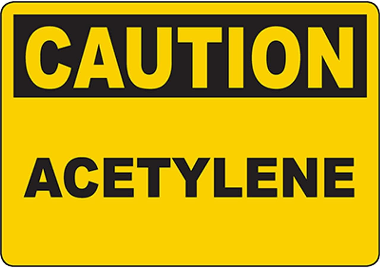 CAUTION Acetylene Sign Safety Signs Caution Signs 8x12 Inch Notice ...