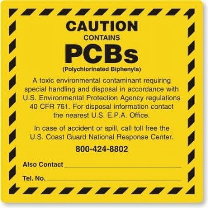 "CAUTION CONTAINS PCBs"- 6" x 6" Industrial Labels, Vinyl - Pack of 100 - Walmart.com