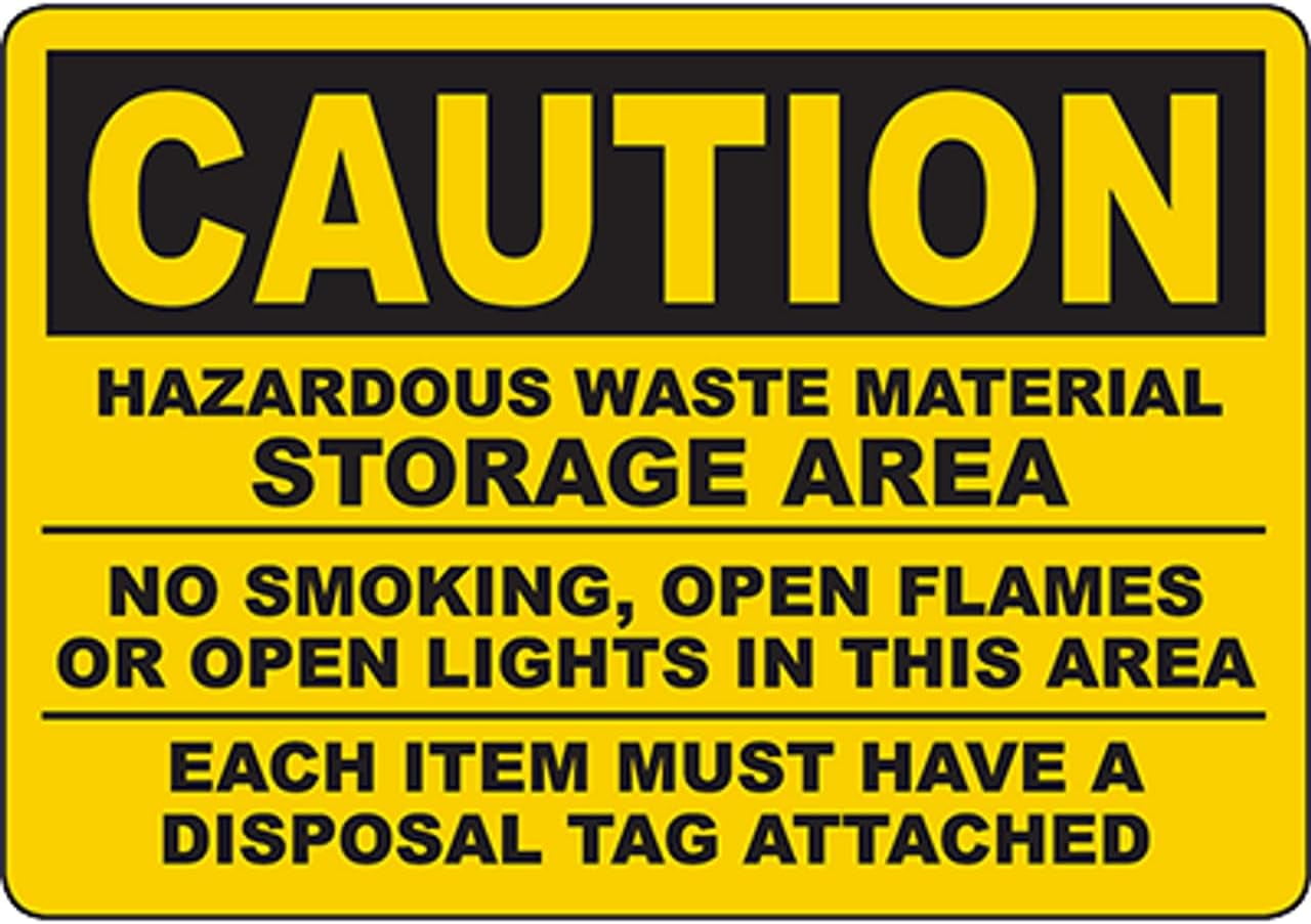 CAUTION Hazardous Waste Material Storage Area Sign Safety Signs Caution ...