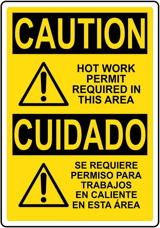 CAUTION Hot Work Permit Required In Area Tin Sign Vintage Decoration ...