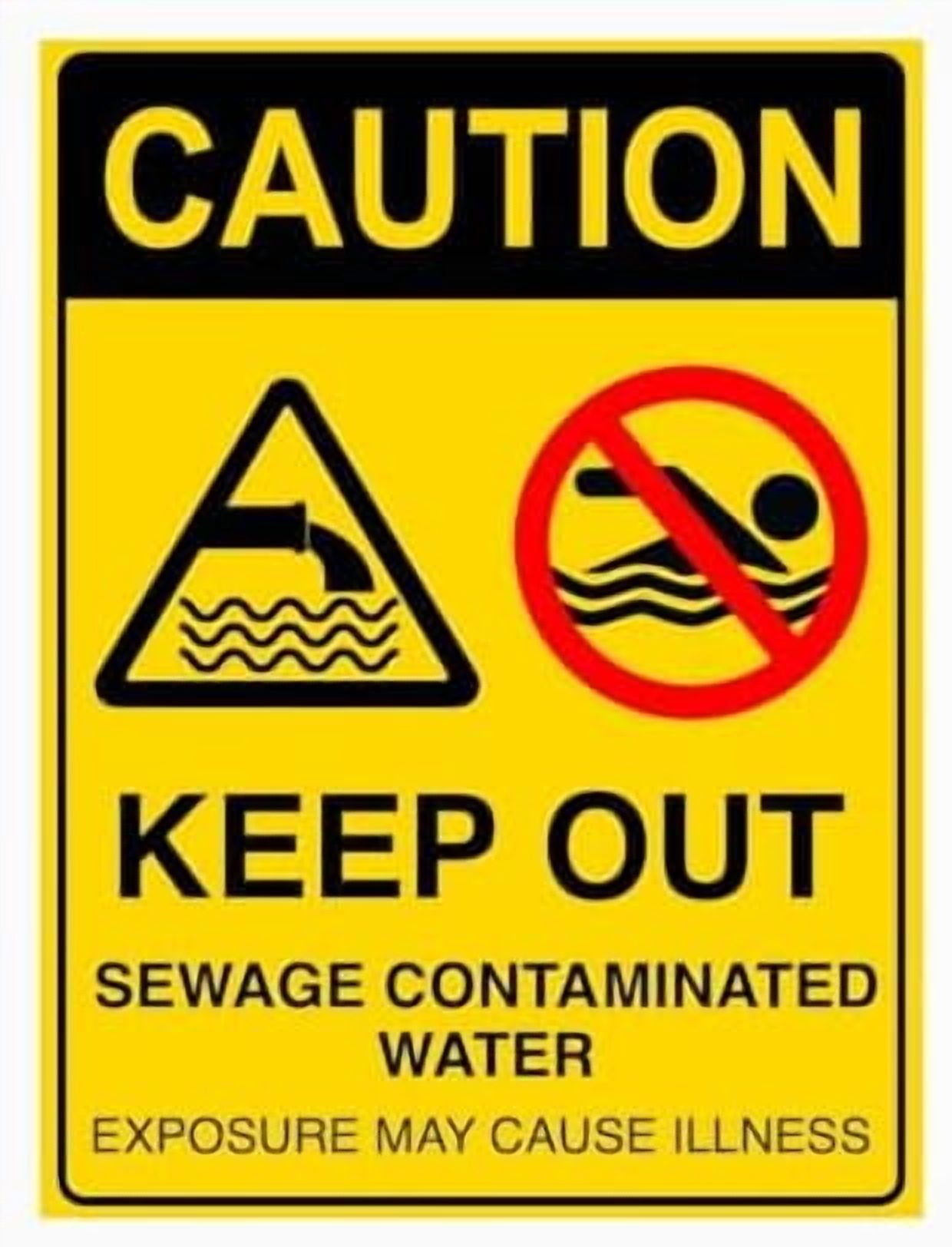 CAUTION KEEP OUT SEWAGE CONTAMINATED WATER SIGN Prohibition Signs Metal ...