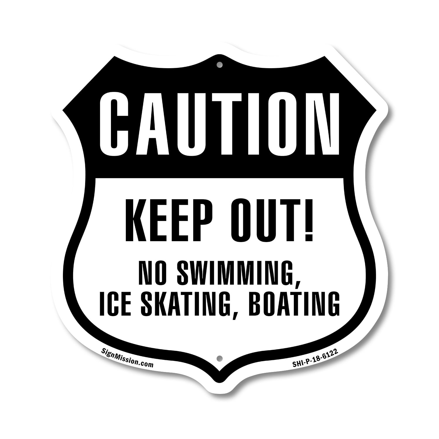 CAUTION Keep Out! No Swimming Ice Skating Boating (2 Pack) 18 inch X 18 ...