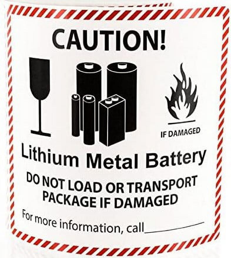 CAUTION - LITHIUM METAL BATTERY Label, 4.5"x 4.75", Peel & Stick-Roll ...