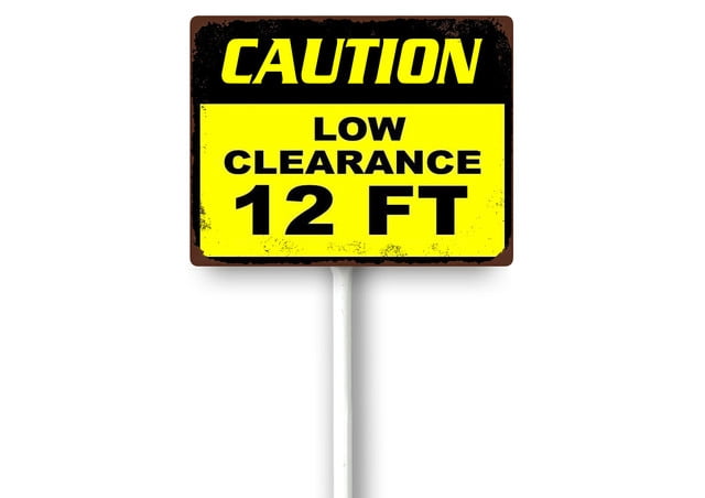 CAUTION LOW CLEARANCE 12 FT YELLOW Road Sign Metal Sign for Outdoor 8 x ...