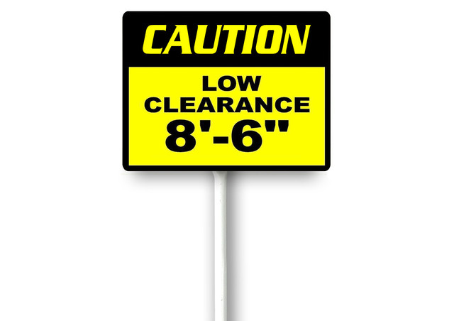 CAUTION LOW CLEARANCE 8 FT 6 YELLOW Yard Sign with Stake, 8" x 12" LAWN ...