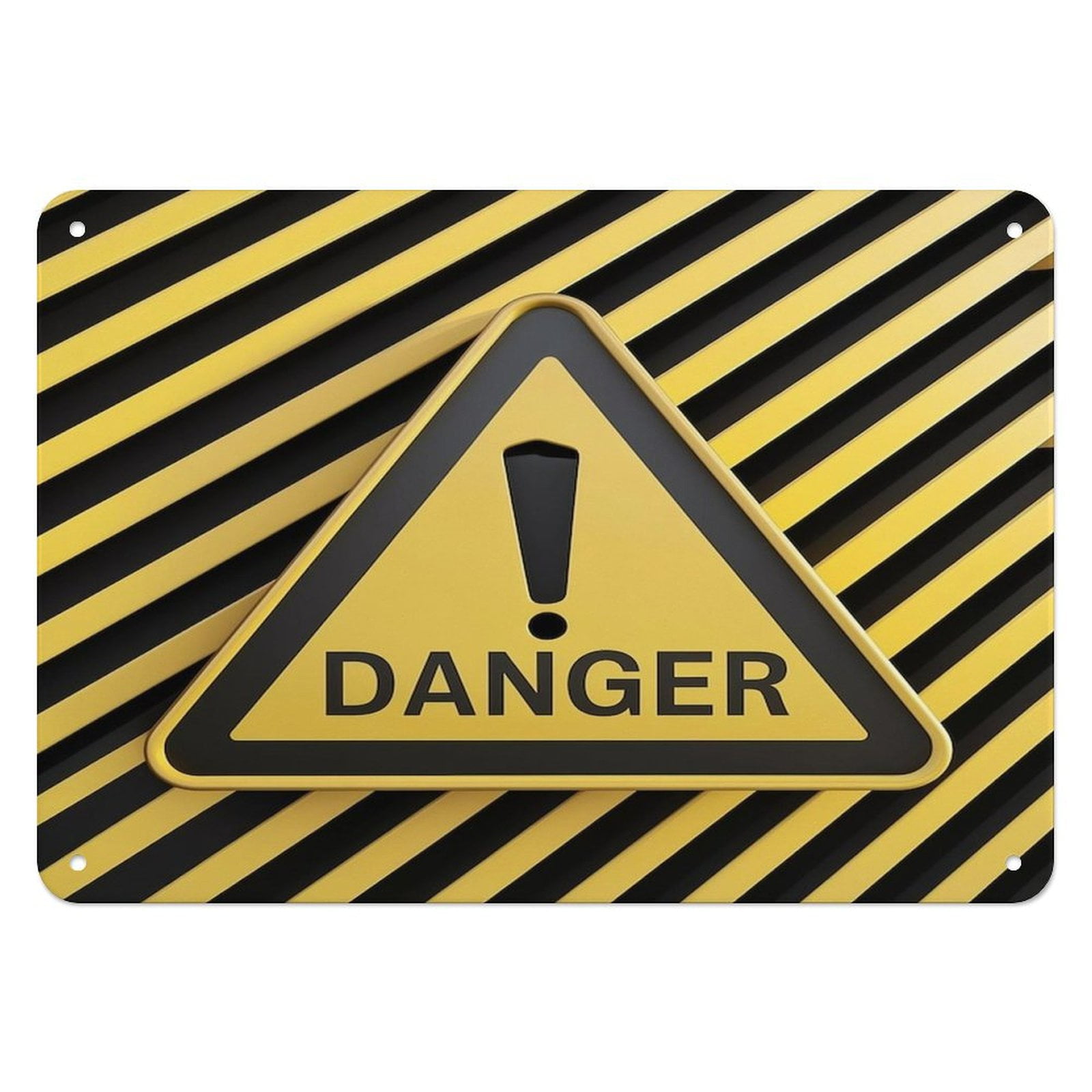 3D - Effect "DANGER" Warning Sign with Diagonal Stripes Metal Tin Sign ...