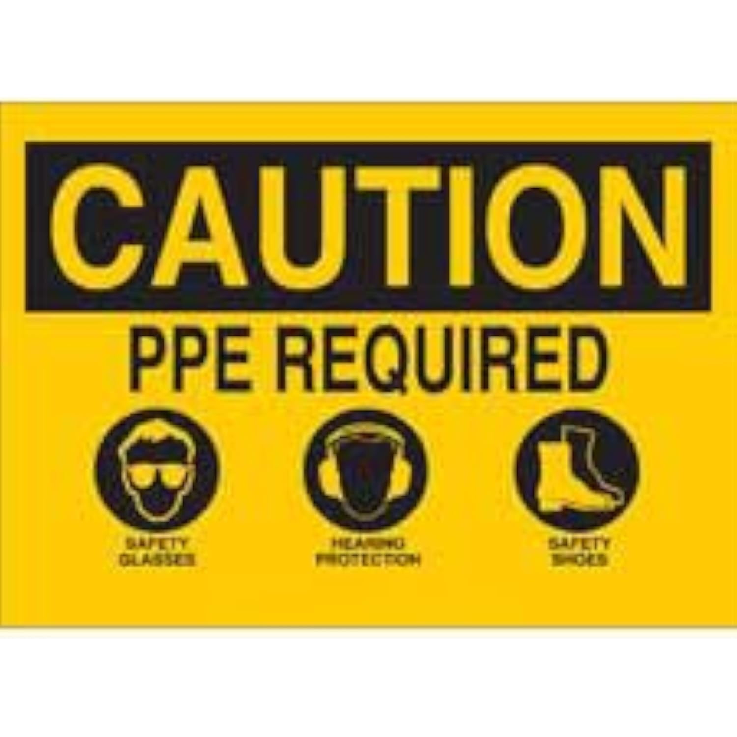 CAUTION - PPE Required - Safety Glasses, Hearing Protection, Safety ...