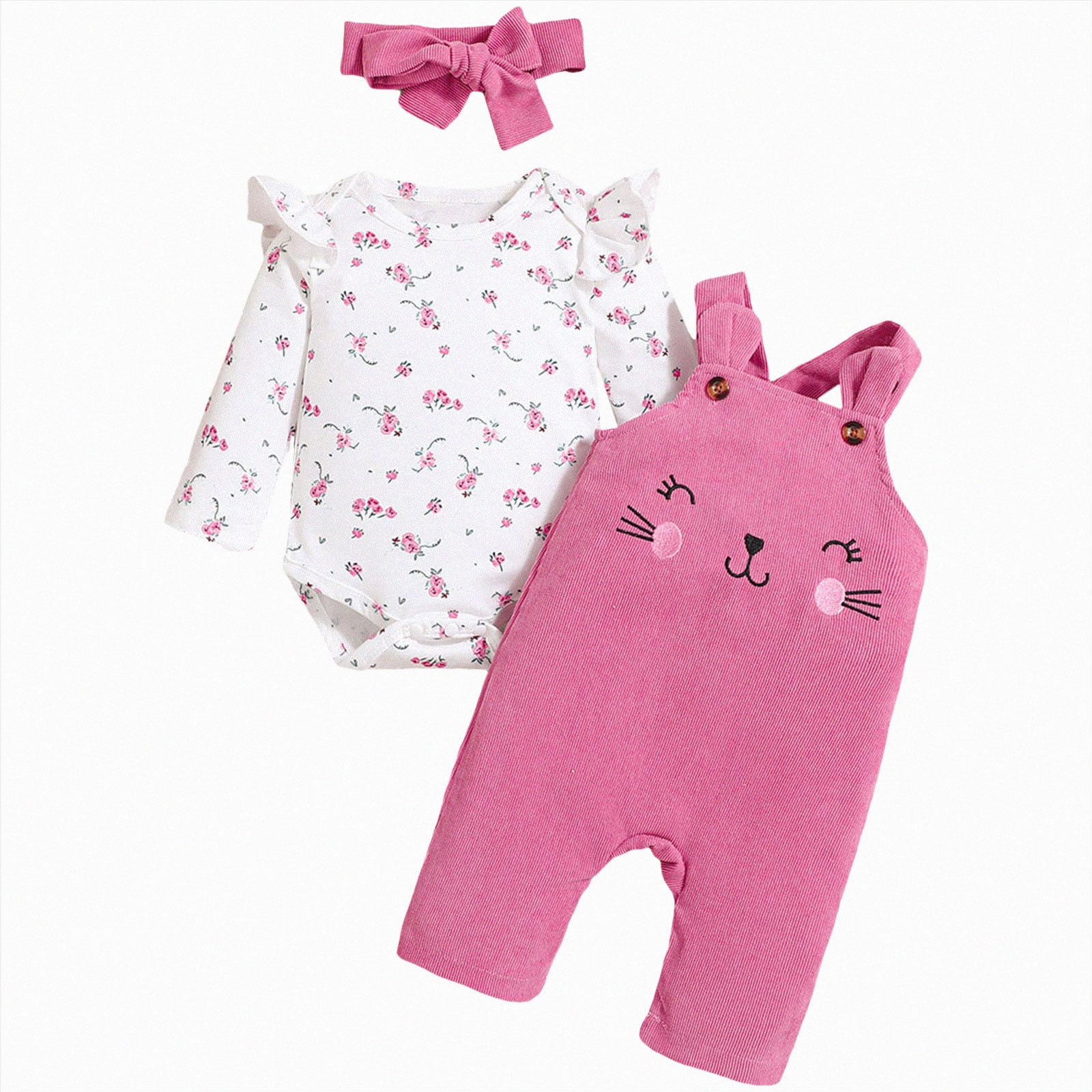 CAUYDY 3PCS Newborn Baby Girl Outfits Infant Clothes Long Sleeve ...