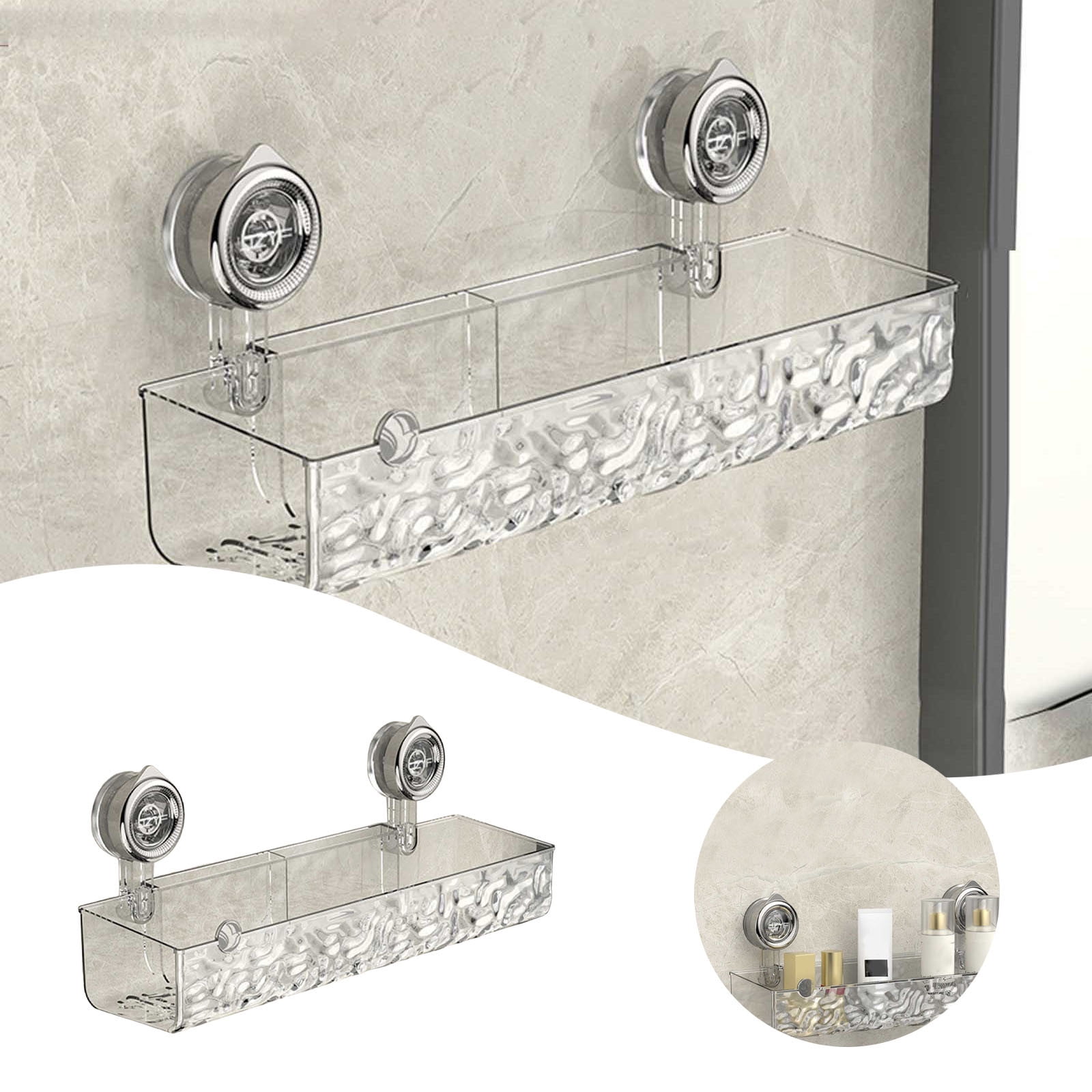 CAUYDY Acrylic Clear Corner Shower Caddy, No-Drill Multifunctional ...