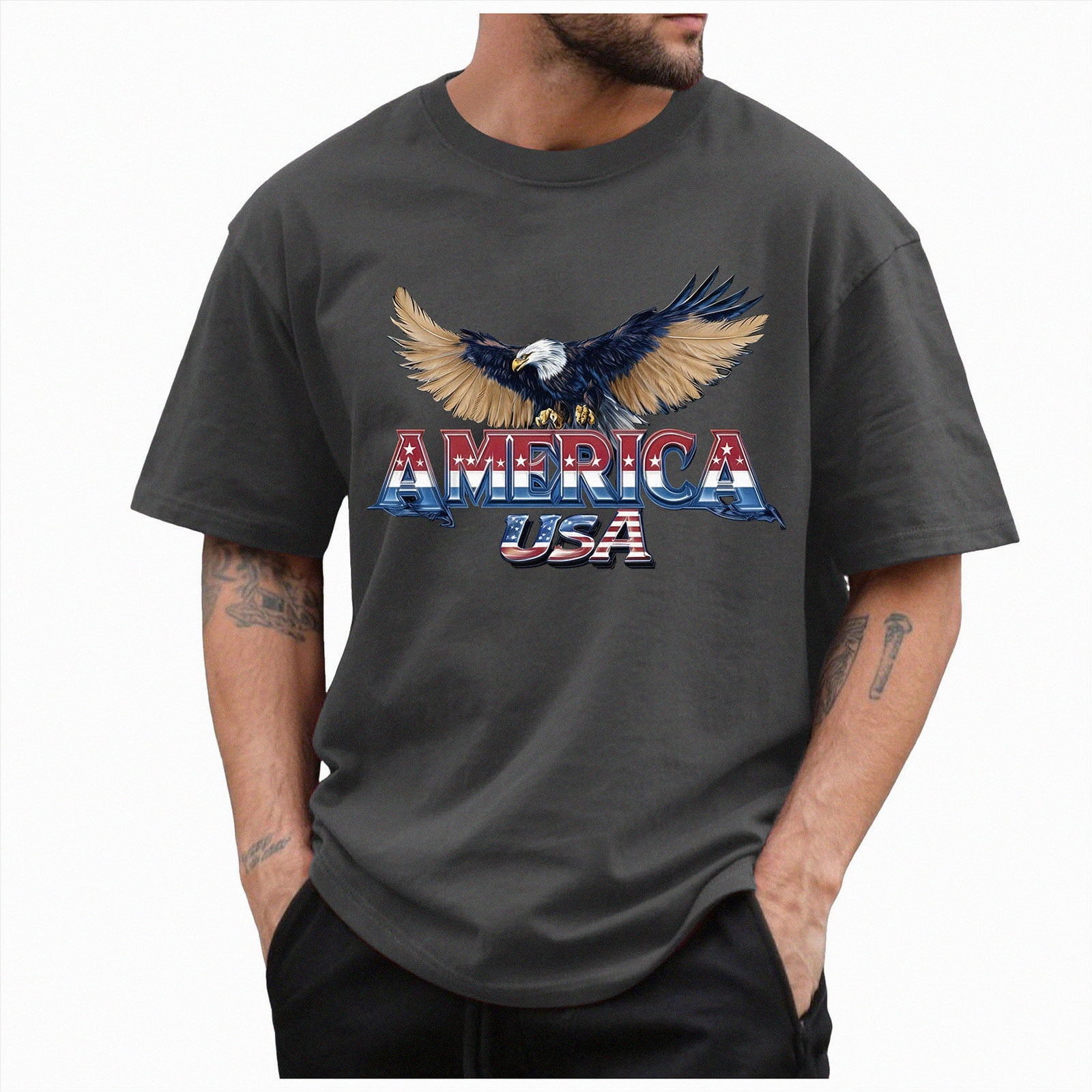 CAUYDY American Eagle Shirts for Men Fashion Graphic Patriotic Shirts ...