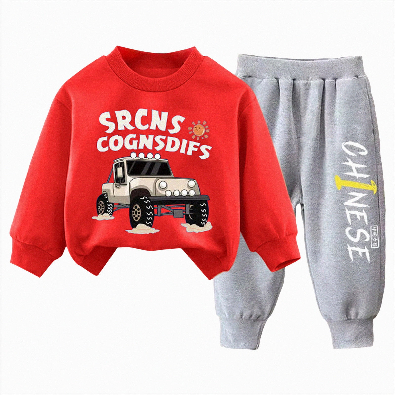 CAUYDY Baby Boy Clothes Fall Winter Outfits Truck Print Sweatshirt Top ...